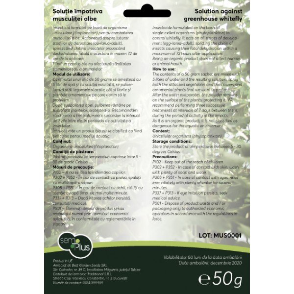 Insecticid bio impotriva musculitei albe SemPlus, 50 grame - eMAG.ro
