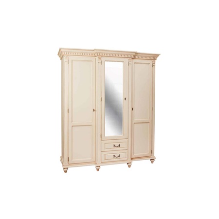 Dulap Pandora lemn masiv 3 usi, alb patinat, 188 x 67 x 218 cm - eMAG.ro