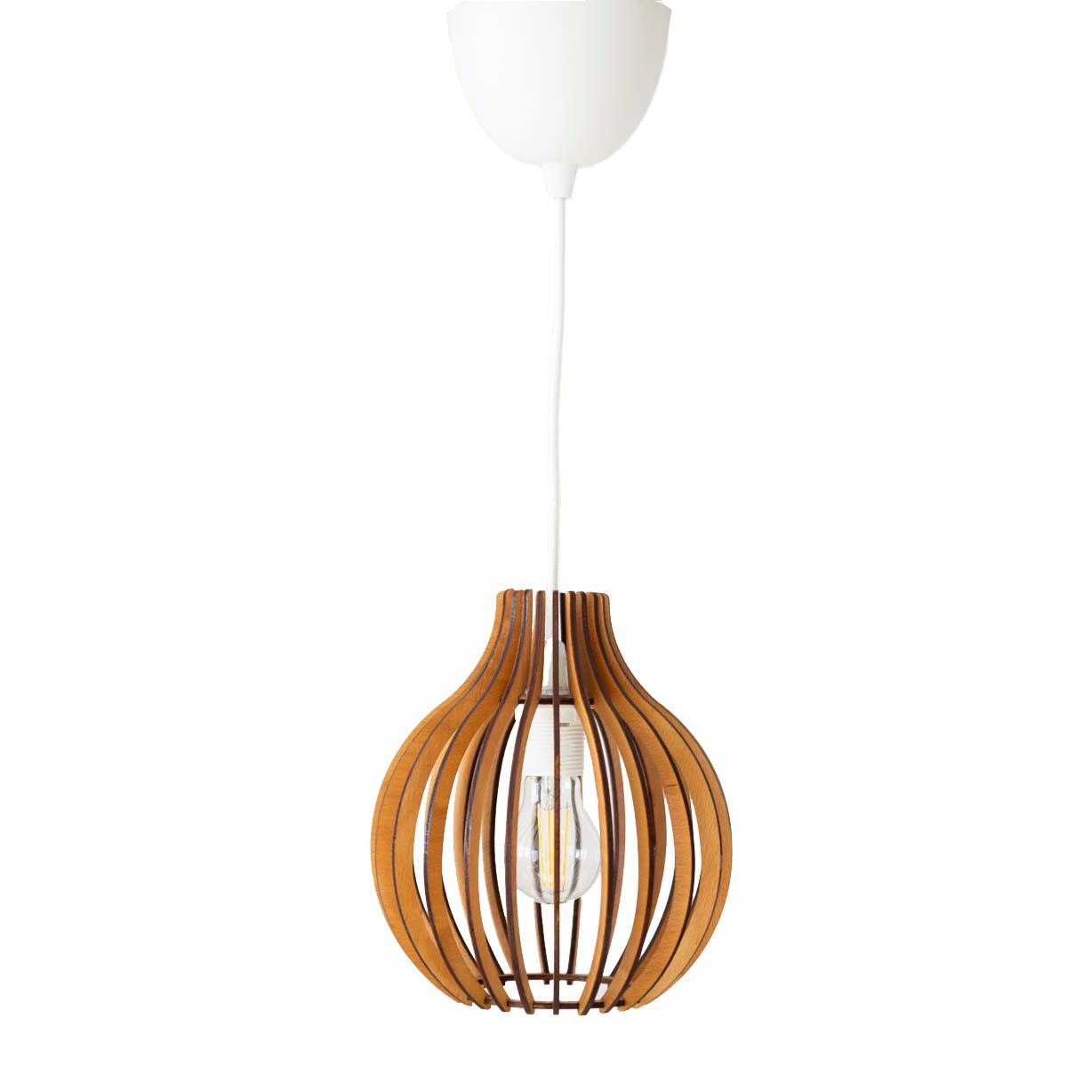 Lampa tip pendul, forma de Para, din lemn natur, fasung E27 - eMAG.ro