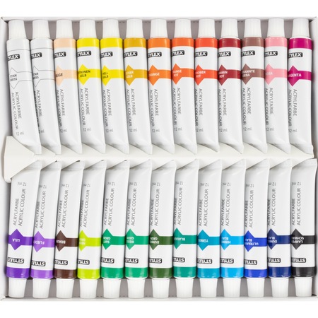 Set acuarele acrilice Stylex 26 culori x 12 ml, 312 ml - eMAG.ro