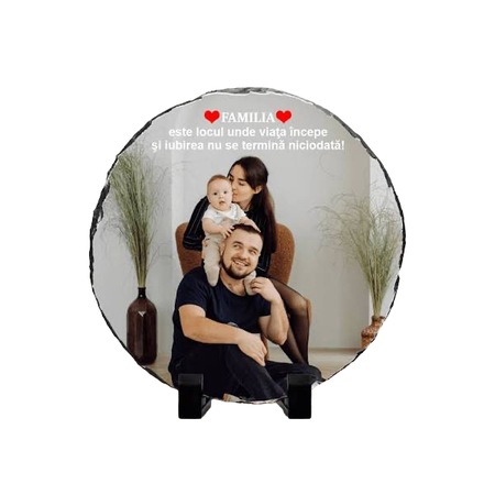 Placa ardezie personalizata cu poza sau text, rotunda, Stickers Factory ...