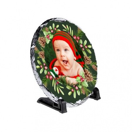 Placa ardezie personalizata cu poza sau text, rotunda, Stickers Factory ...