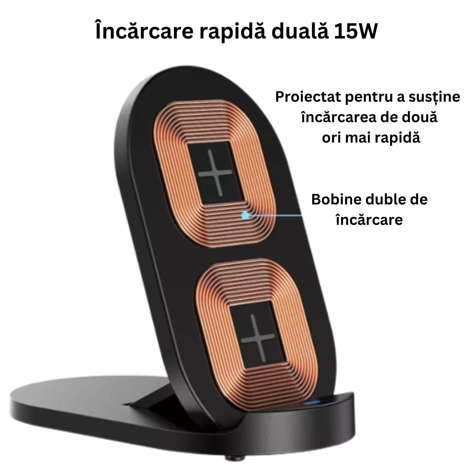 Incarcator wireless cu stand de incarcare Fast Charge fara fir pentru ...