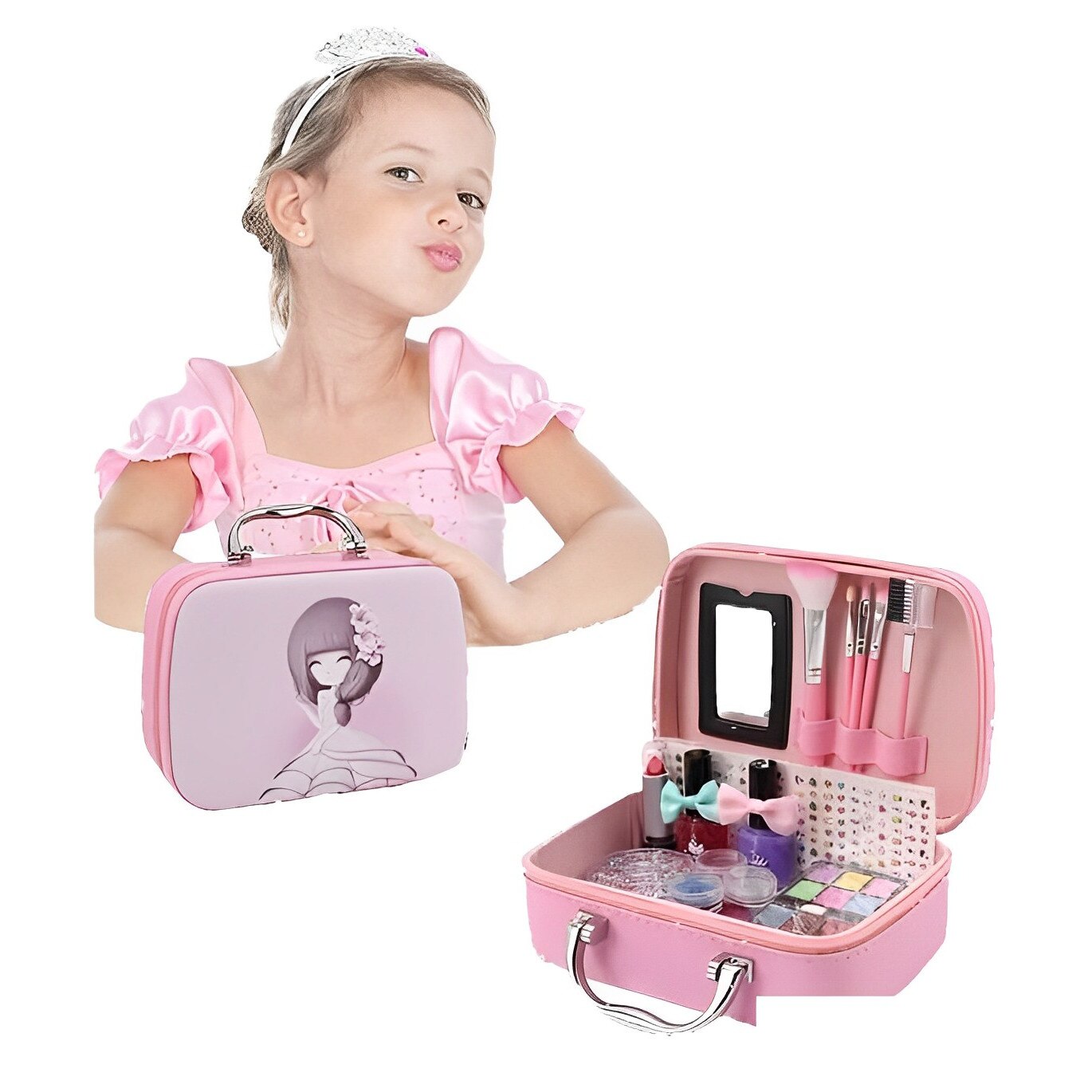 Trusa de Machiaj pentru copii LittlePrincess IdealStore, Include o ...