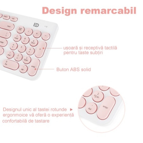 Kit tastatura mouse Wireless, 104 taste rotunde, Laptop, Desktop ...