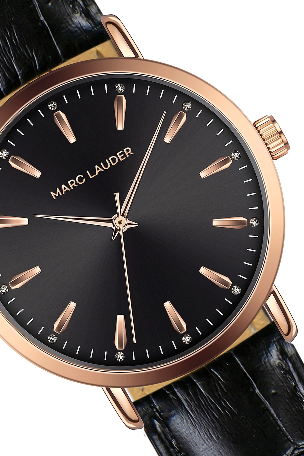 Marc Lauder, Ceas quartz cu o curea din piele, Negru - eMAG.ro