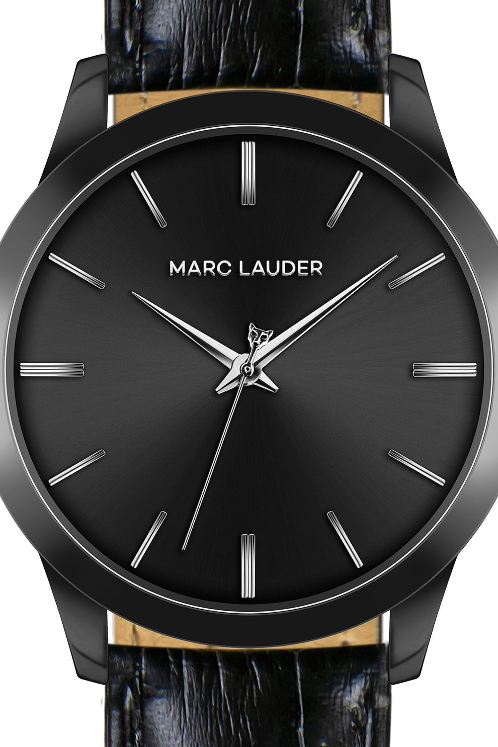 Marc Lauder, Ceas quartz cu o curea de piele, Negru - eMAG.ro