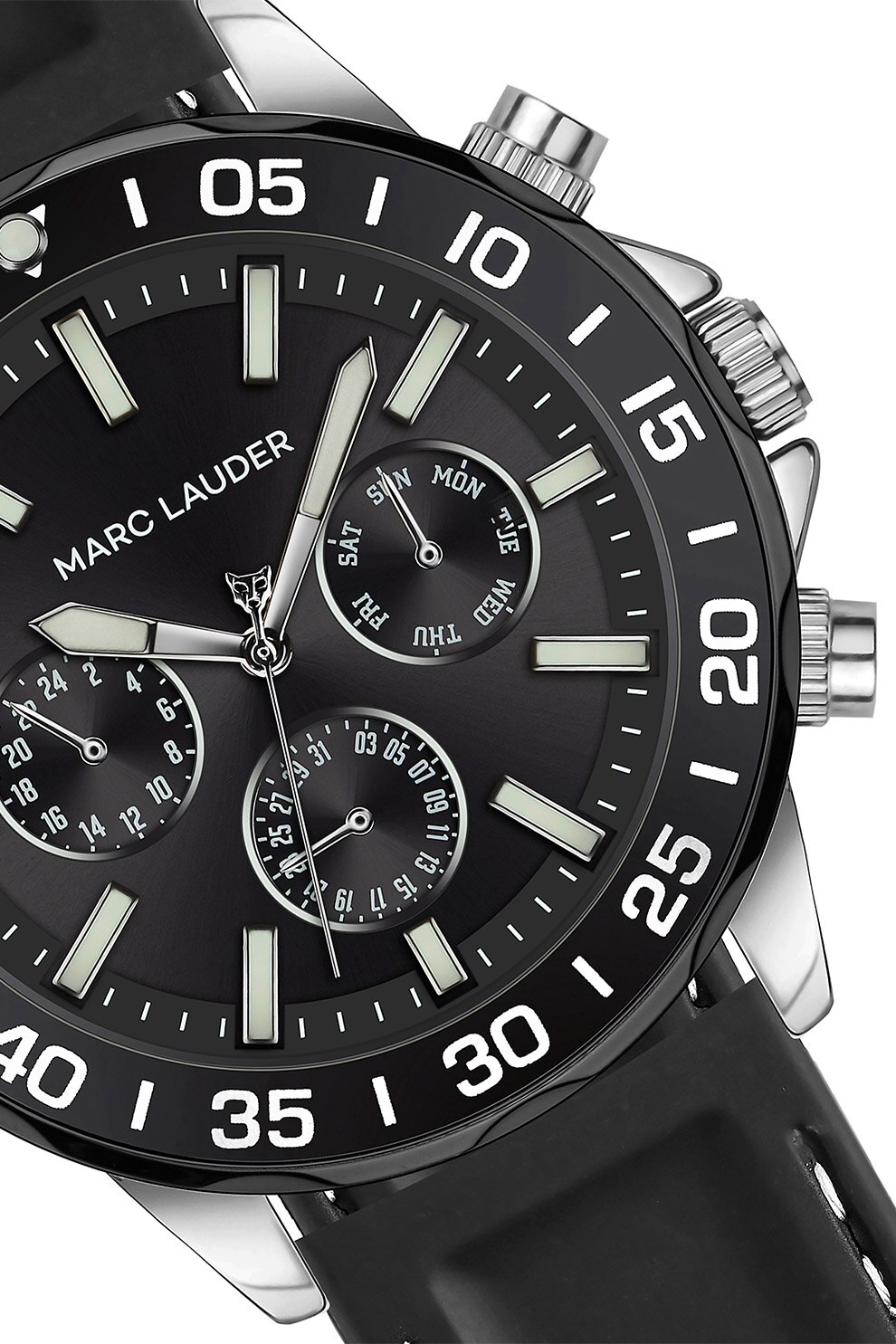 Marc Lauder, Мултифункционален часовник със силиконова каишка, Черен ...