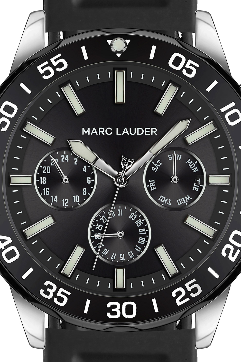 Marc Lauder, Мултифункционален часовник със силиконова каишка, Черен ...