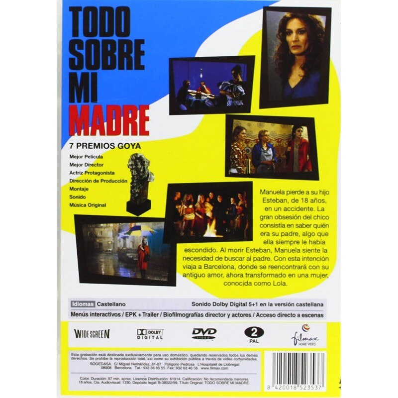 Todo Sobre Mi Madre [dvd] Emag Ro