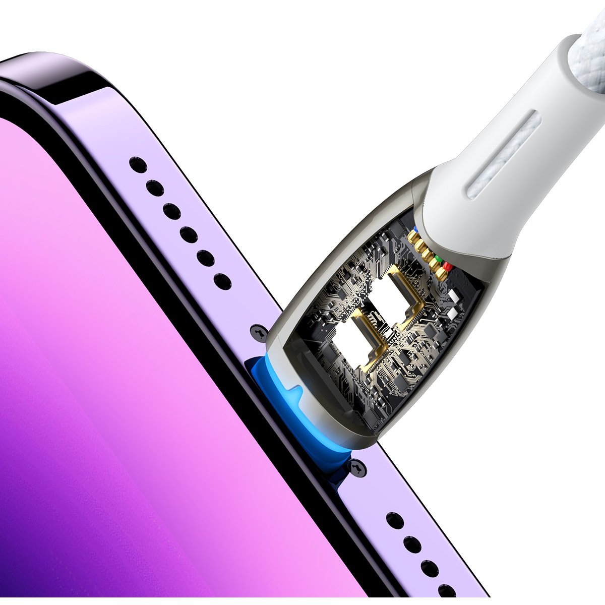Cablu pentru incarcare si transfer de date Baseus Glimmer, USB ...