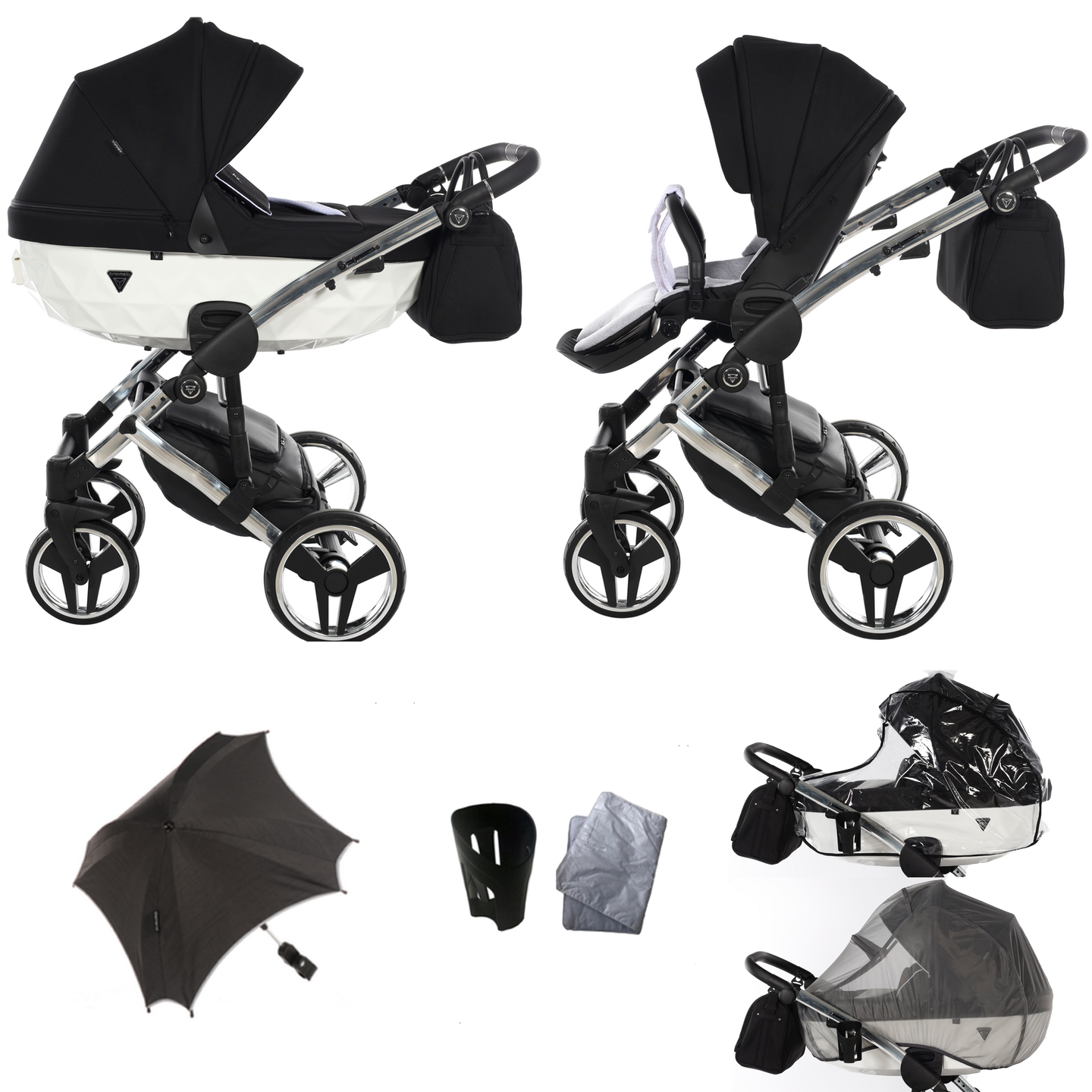 Carucior S-Line V2, Junama, 3in1, Aluminiu, Negru/Alb - eMAG.ro