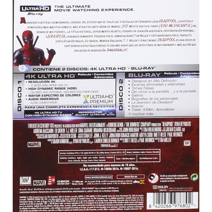 Deadpool Blu-Ray Uhd [Blu-Ray] - eMAG.ro