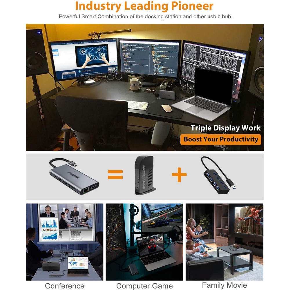 Hub USB, LUDTOM, 12 porturi, USB-C, 1000Mbps, Gri - eMAG.ro