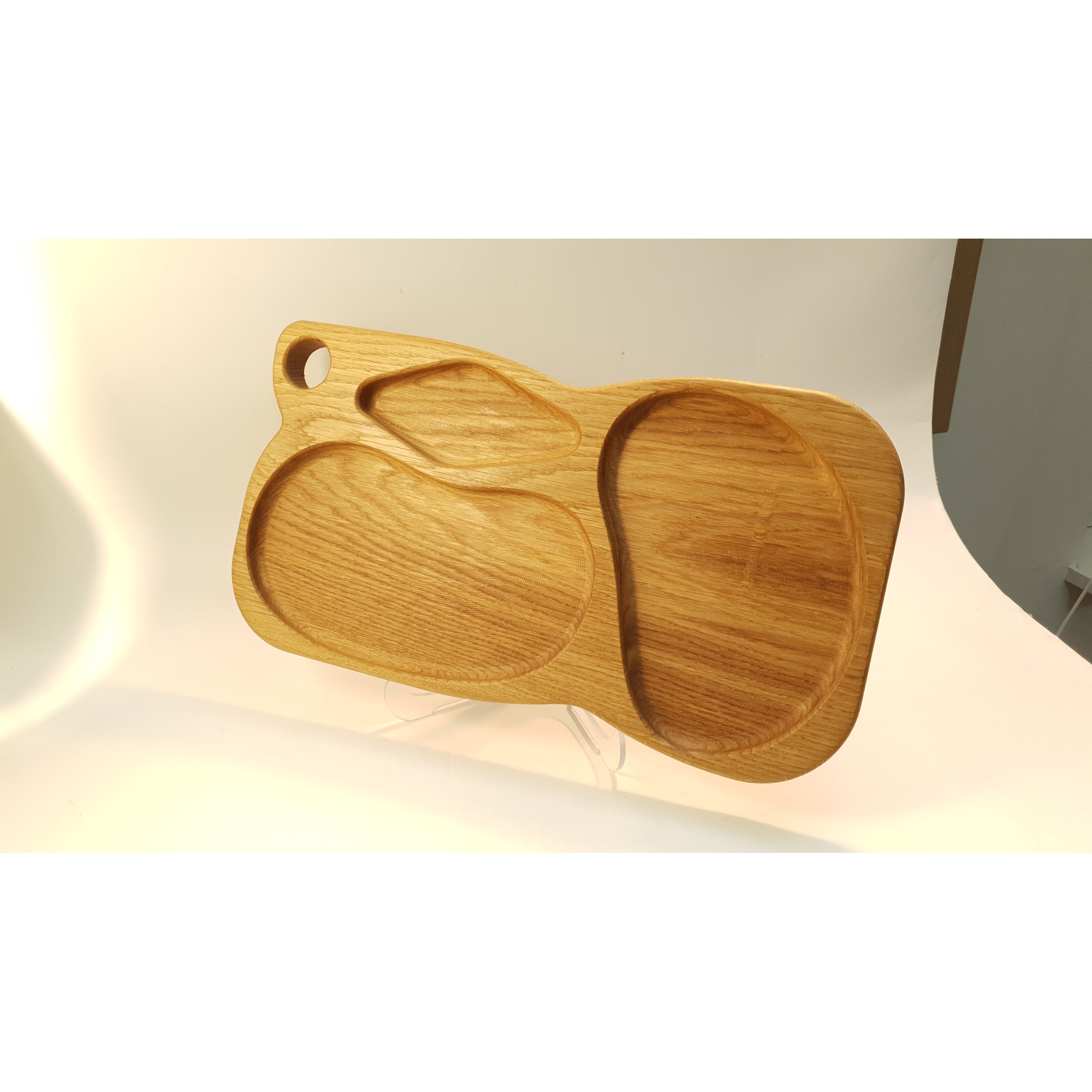 Platou de servire cu 3 compartimente, tava bucatarie din lemn masiv de ...