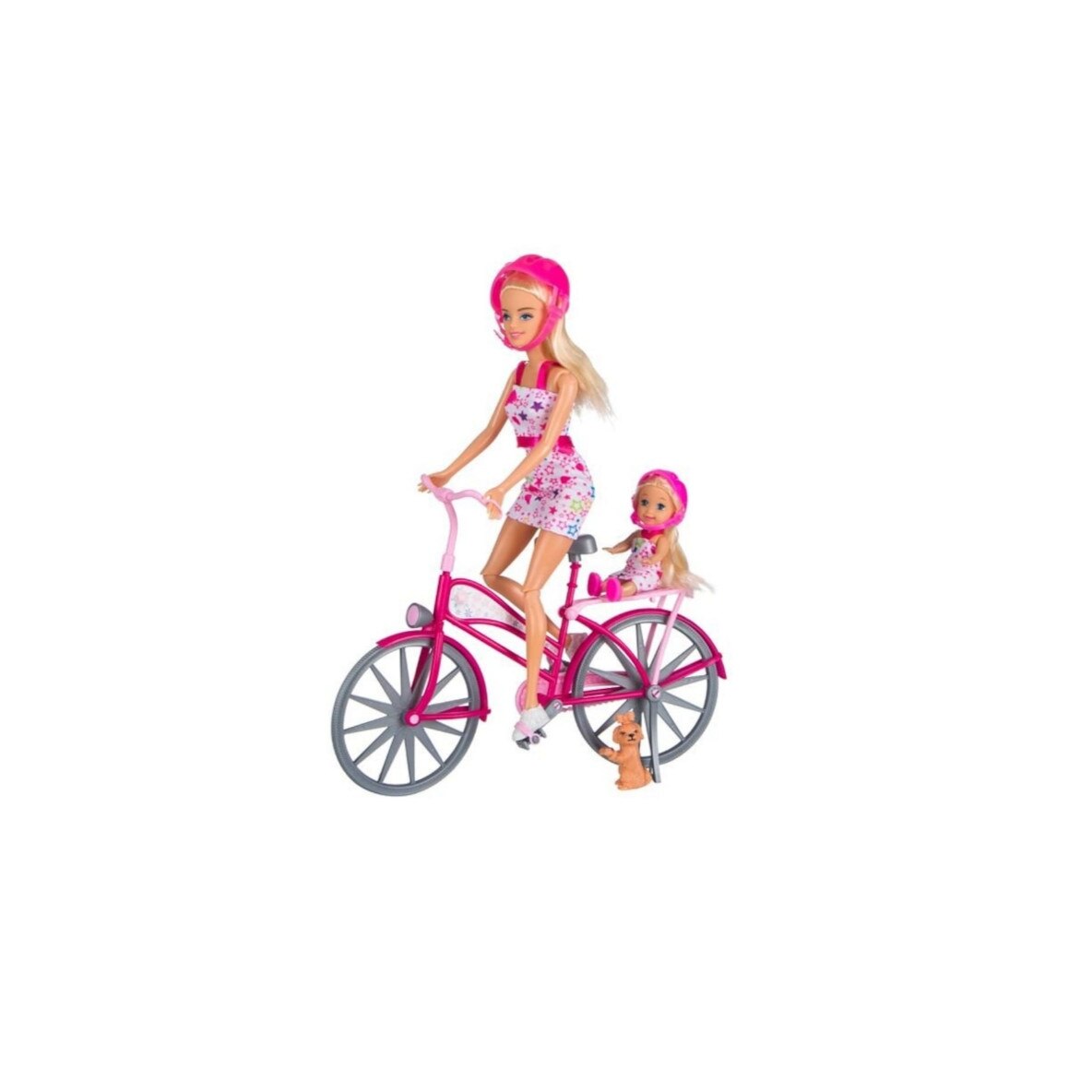Papusa cu copil pe bicicleta si catel, 27x8x33 cm, 3 ani + - eMAG.ro