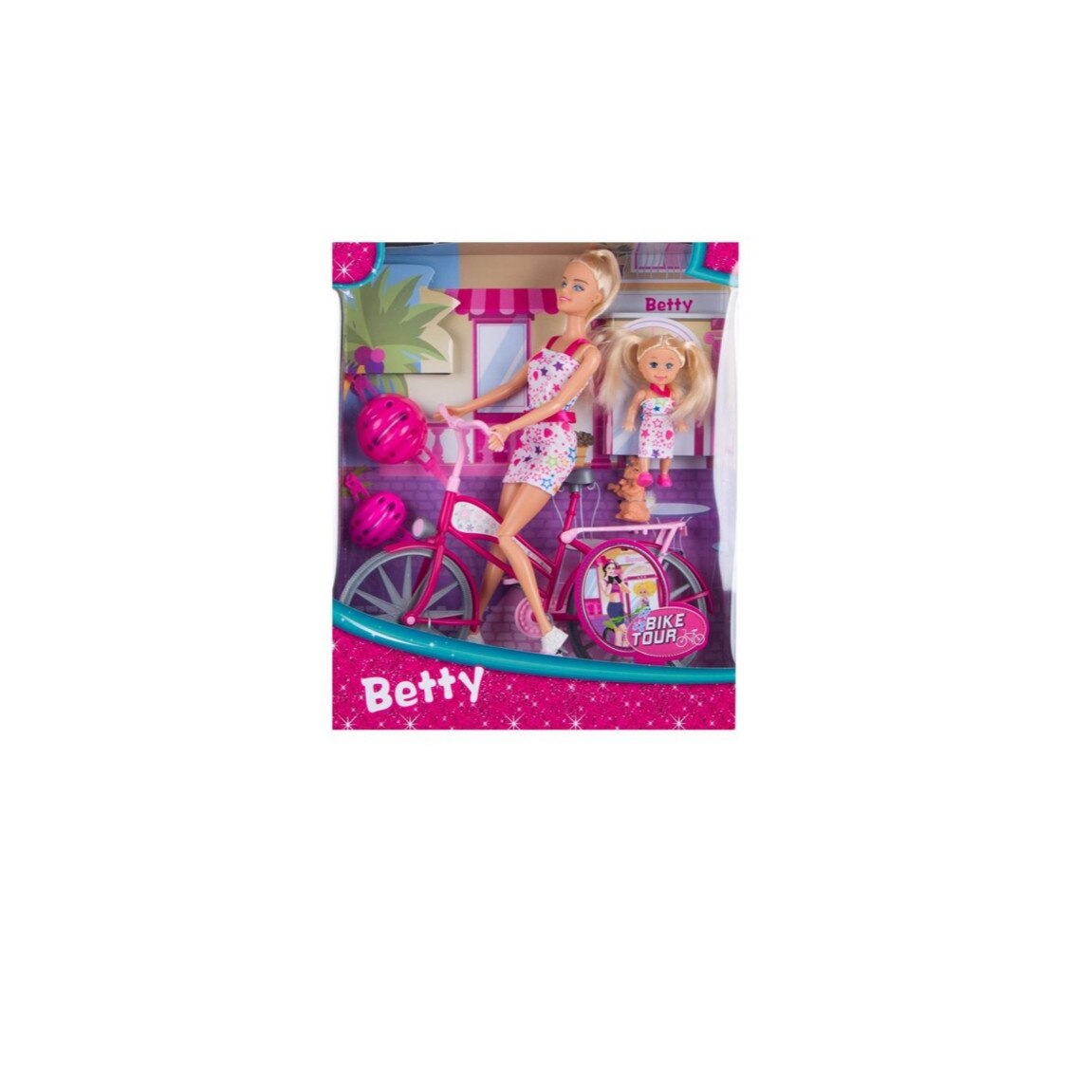 Papusa cu copil pe bicicleta si catel, 27x8x33 cm, 3 ani + - eMAG.ro