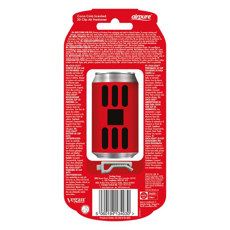 Odorizant Auto Airpure forma doza plastic 3D Coca -Cola Original - eMAG.ro