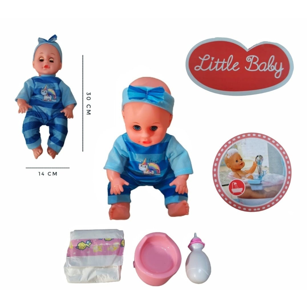 Papusa care bea apa si face pipi, are accesorii incluse, Little Baby ...