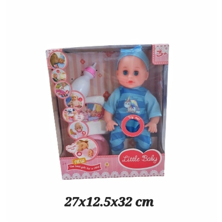 Papusa care bea apa si face pipi, are accesorii incluse, Little Baby ...