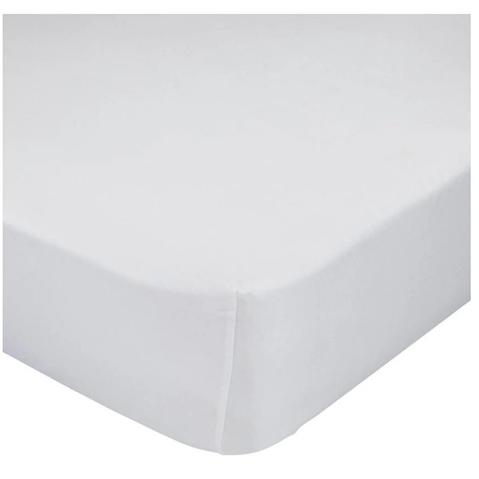 Cearceaf de pat ALB, din bumbac, cu elastic, 140,160,180x200 cm si 2 ...
