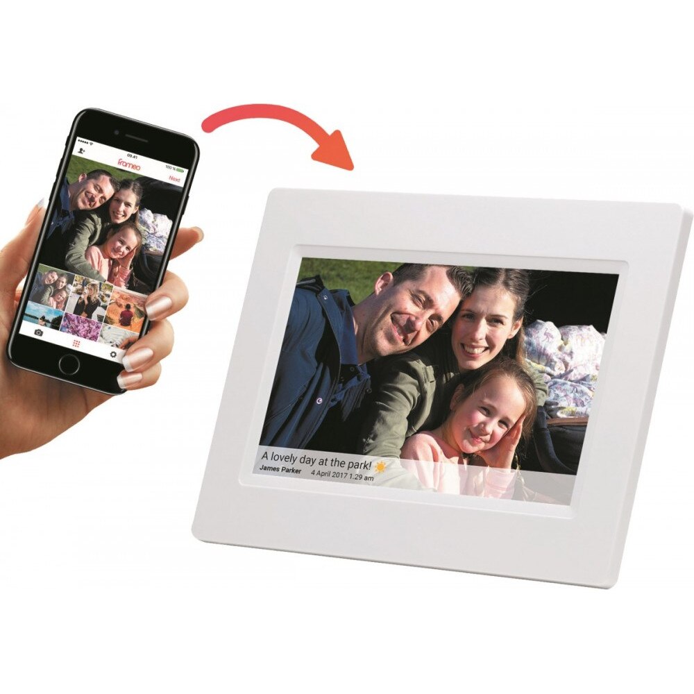 Rama foto digitala, Denver, Wi-Fi, Ecran tactil, IPS, 7", 8GB, Alb ...