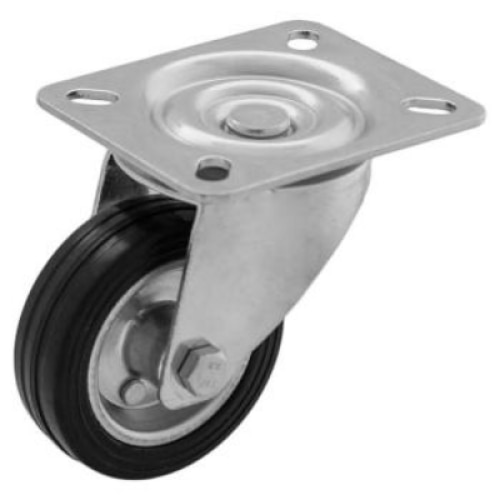 Roata pivotanta din otel si cauciuc cu placa, 100mm, 70kg - eMAG.ro