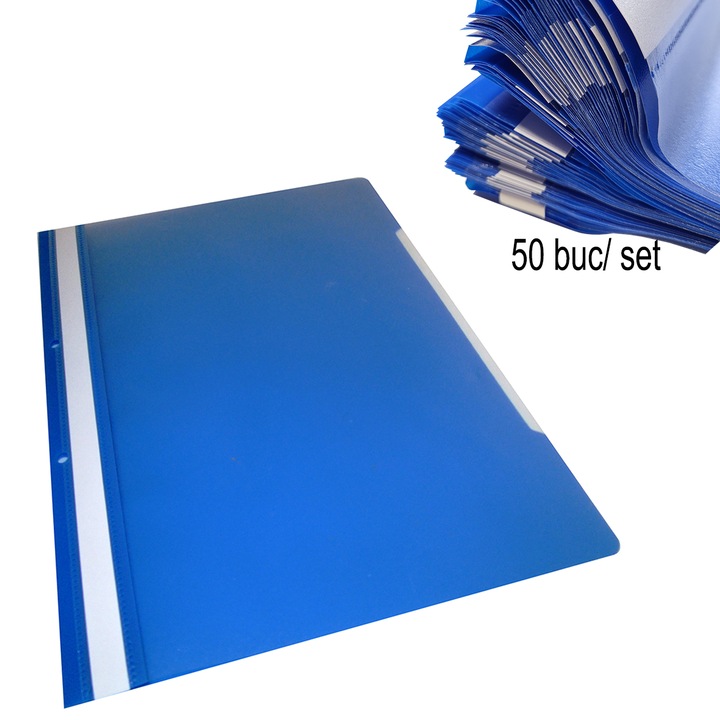 Dosar PVC cu sina 100 x 140 micr, albastru set 50 buc - eMAG.ro