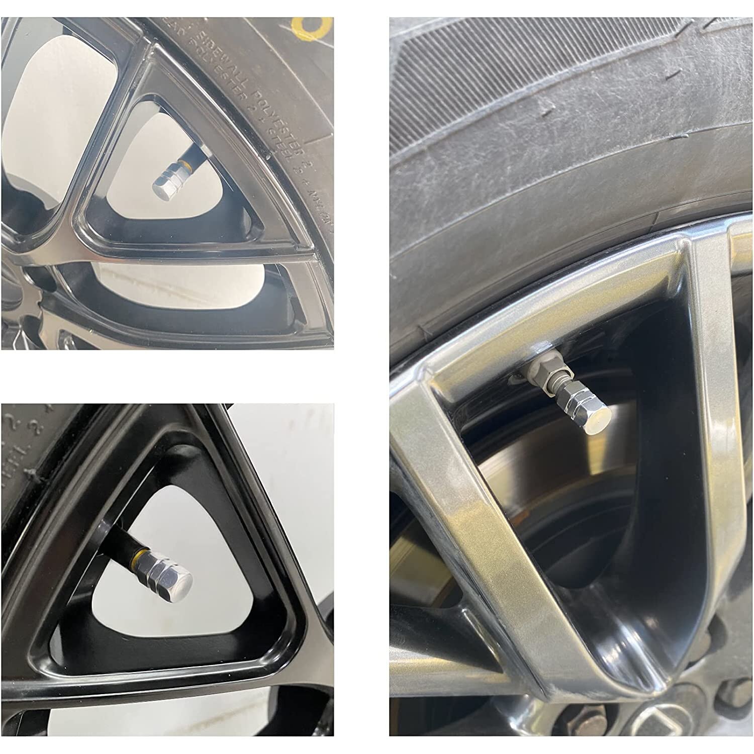 Set 4 capacele pentru ventil auto din aluminiu, Hexagon, Argintiu - eMAG.ro
