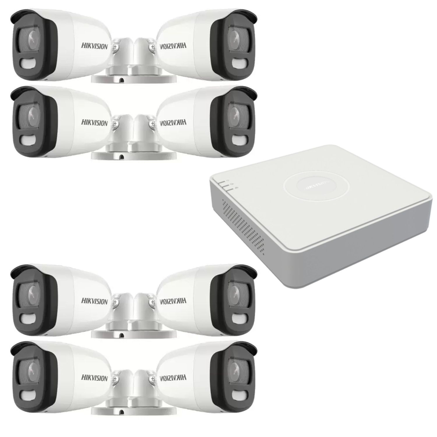 Hikvision ColorVU 5MP, 2.8mm, 20m fehér fény, 8 csatornás DVR 8 kamerás ...