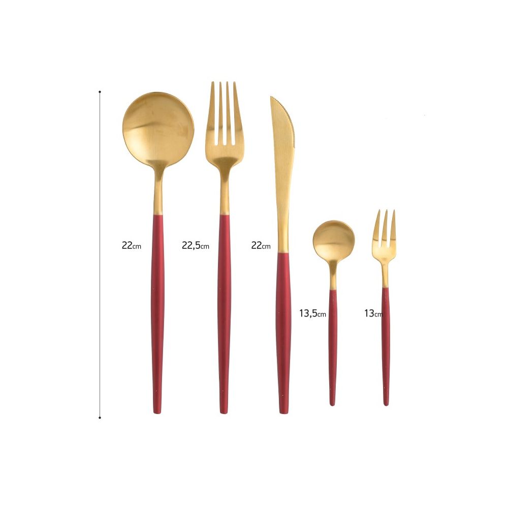 Set tacamuri 30 piese Elegance Gold Red, inox - eMAG.ro