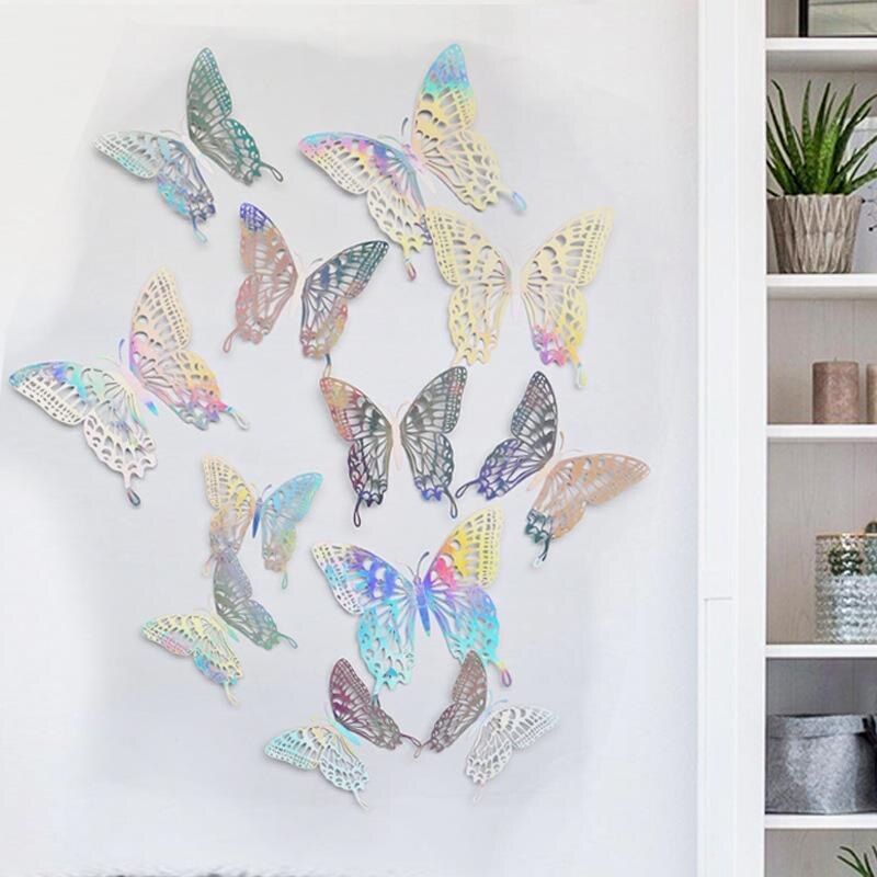 Комплект стикери за стена Ronyes, 36 броя, Пеперуди, 3D, Многоцветен ...