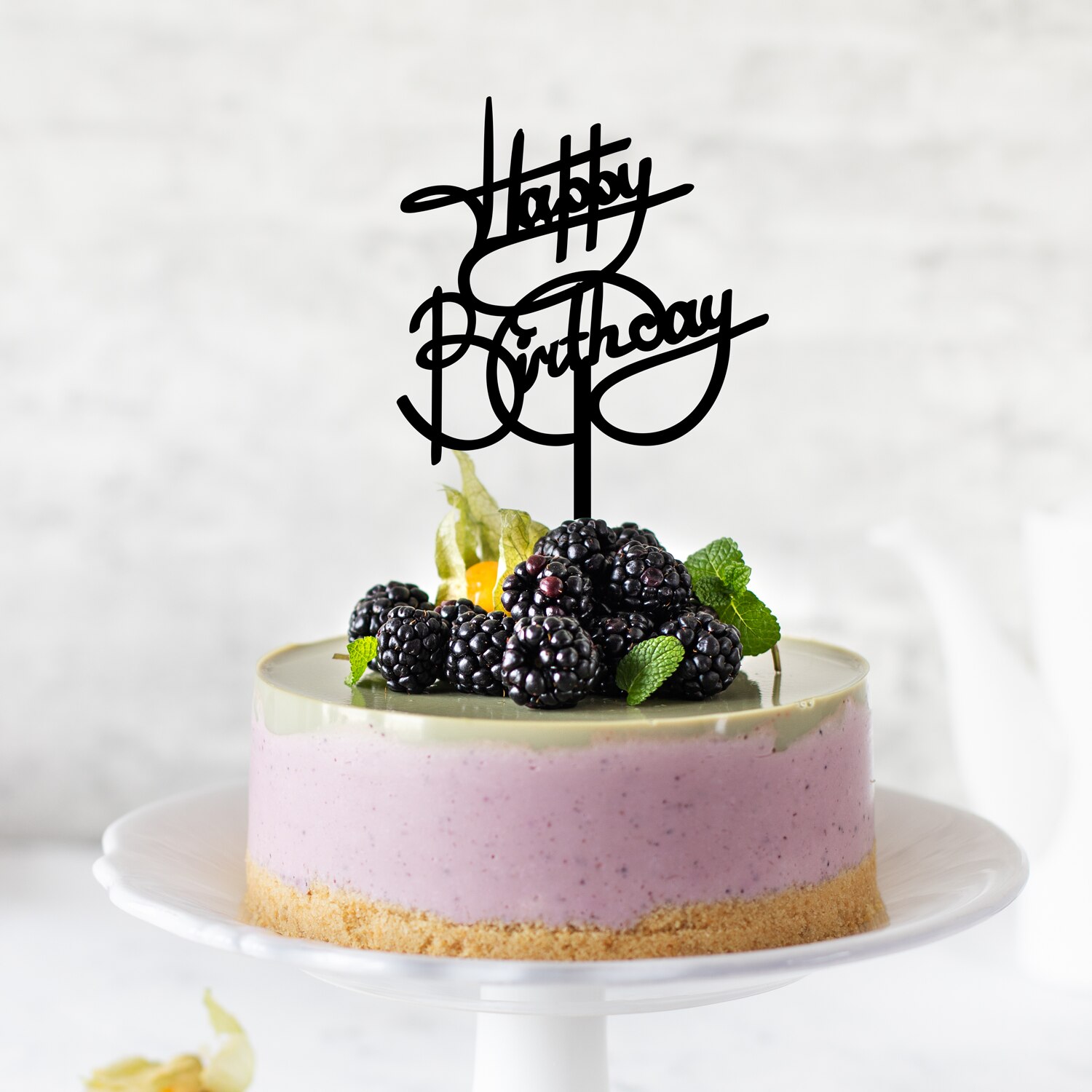 Topper tort Happy Birthday, Inedit Print, TC607, Negru, 10 cm - eMAG.ro