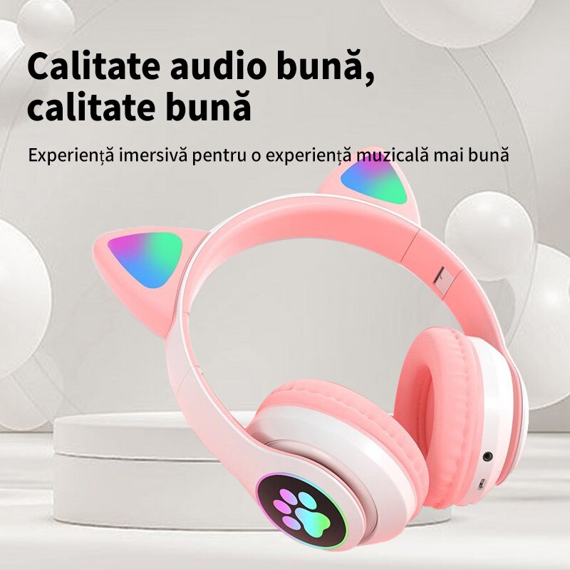 Casti audio, Pliabil, ureche pisica, calitate de sunet de inalta ...