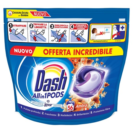 Detergent rufe capsule Dash All in 1 Pods Salva Colore, 56 capsule ...