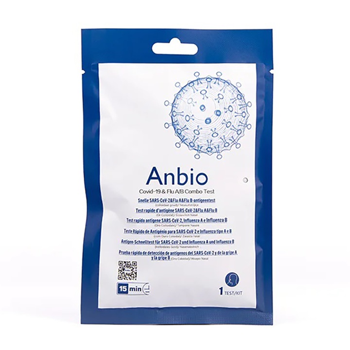 Комплект от 20 теста, Anbio, 3-в-1 за грип A/B и COVID-19 антиген - eMAG.bg