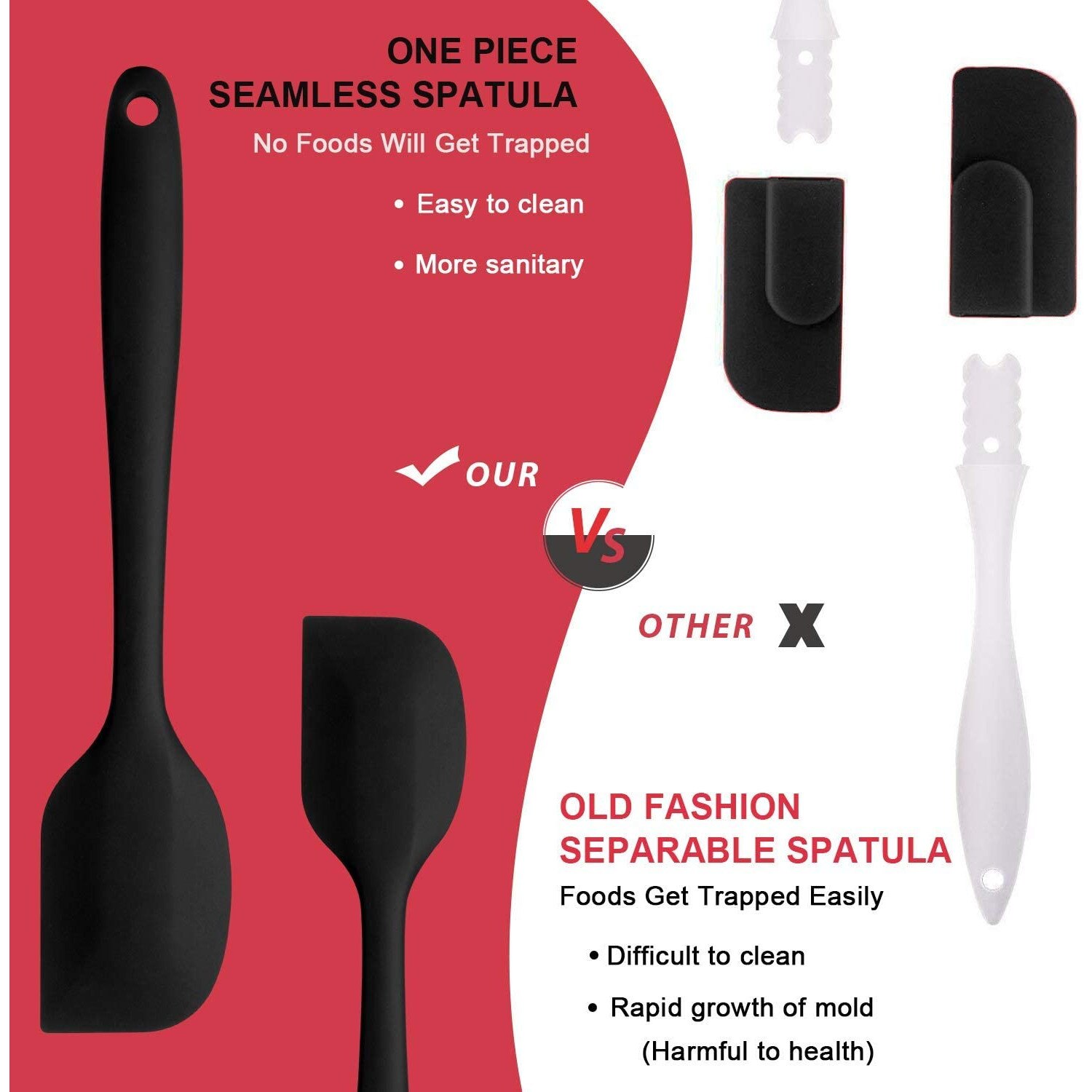 Set 6 spatule, Silicon, Negru - eMAG.ro