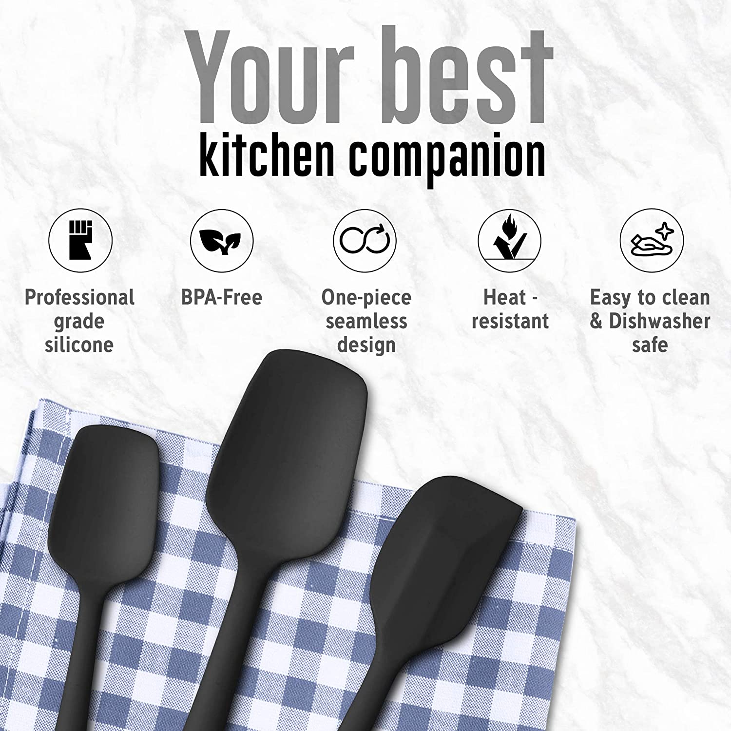 Set 6 spatule, Silicon, Negru - eMAG.ro