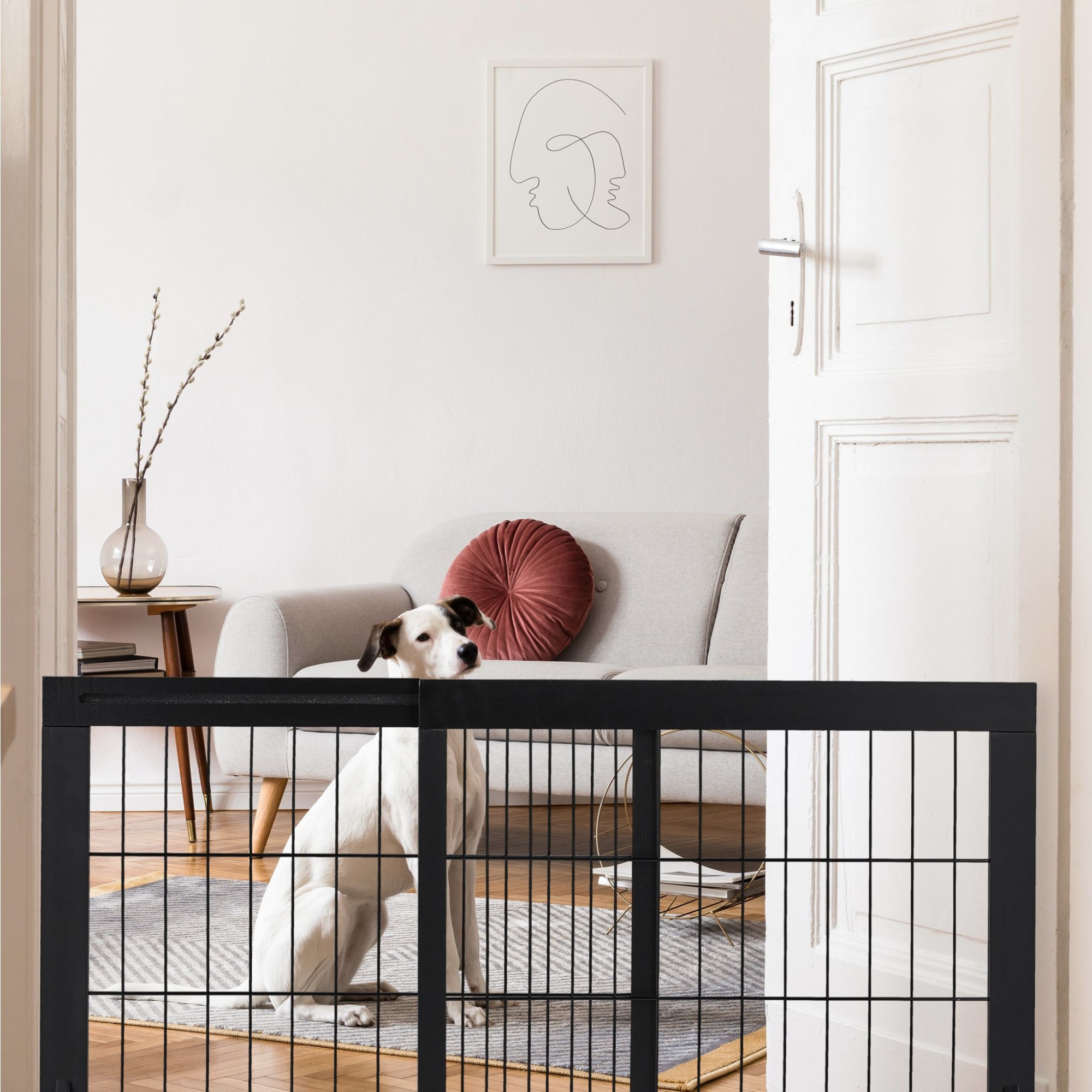 Gard de siguranda pentru copii sau animale de casa, Relaxdays, H 56 cm ...