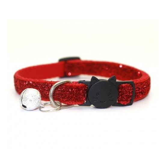 Zgarda pentru pisici, antisufocare, cu clopotel, 32 cm, rosie - eMAG.ro