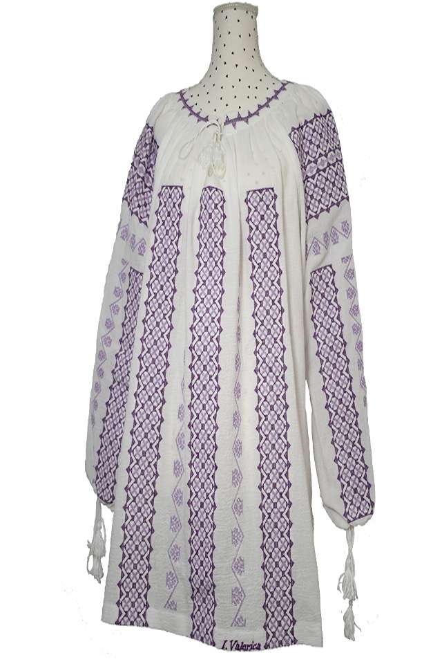 Ie populara dama model Mirela, marimea L INTL, bumbac alb, brodata cu ...