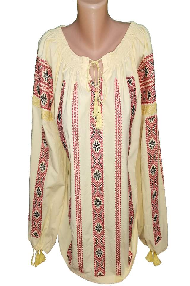 Ie populara dama model Iuliana, marimea M INTL, bumbac galben, brodata ...