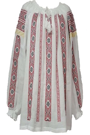 Ie populara dama model Sofia, marimea M INTL, bumbac alb, brodata cu ...