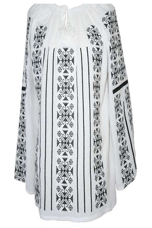 Ie populara model Victoria, marimea 2XL INTL, bumbac alb, brodata cu ...