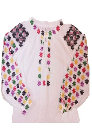 Ie populara dama model Steluta, marimea L INTL, bumbac alb, brodata ...