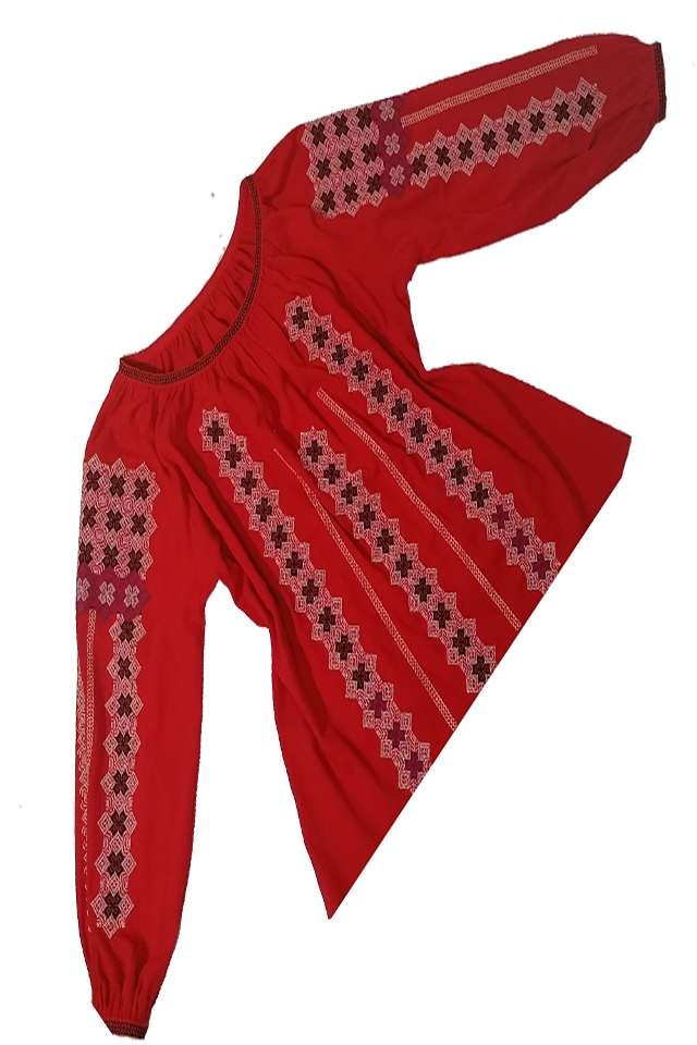 Ie populara dama model Adina, marimea L INTL, bumbac rosu, brodata cu ...