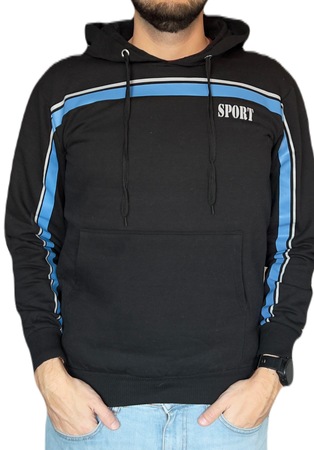 Hanorac barbati, Bumbac, Negru/Albastru/Alb, 2XL - eMAG.ro