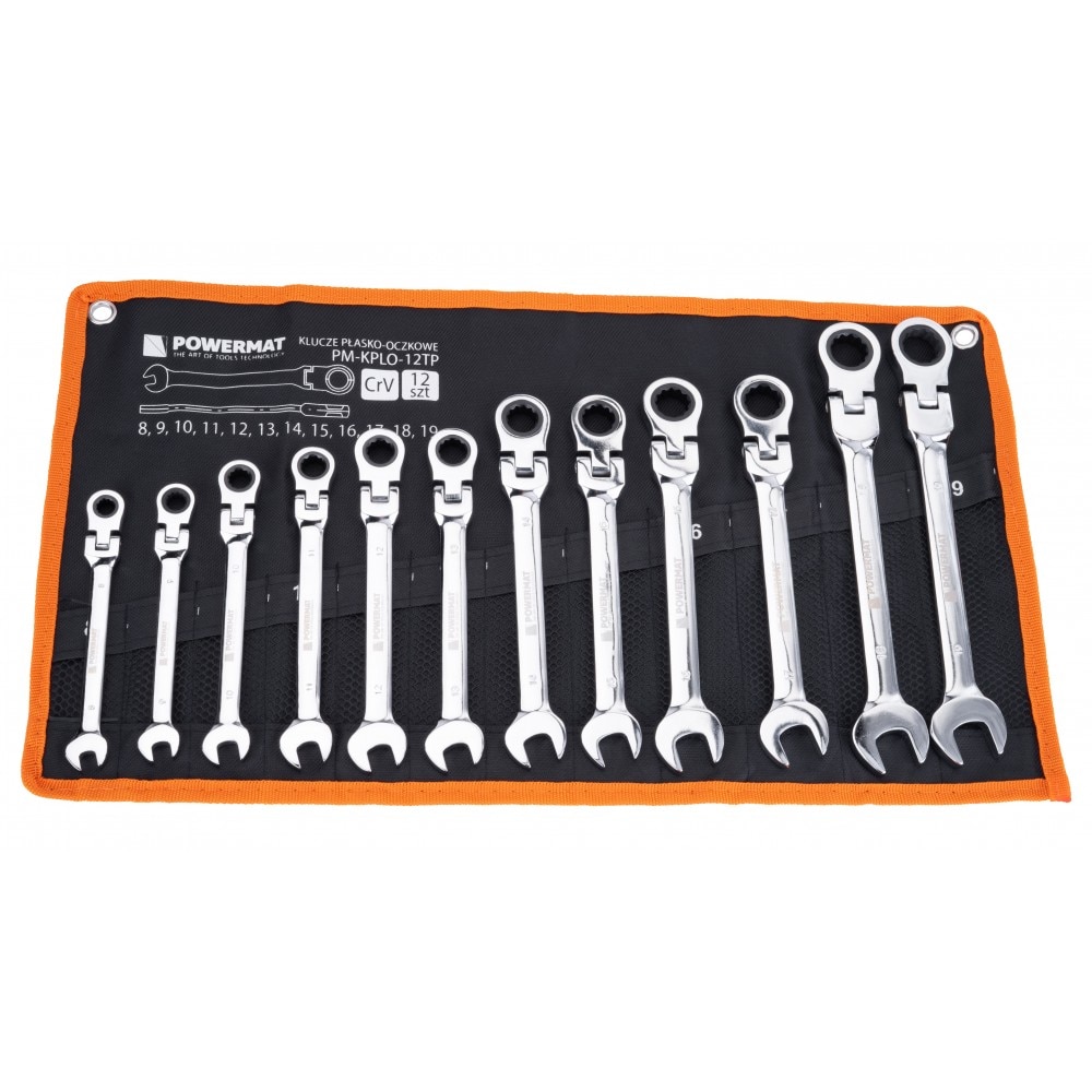 Trusa set chei combinate cu clichet articulate 8-19mm 12piese, cap ...