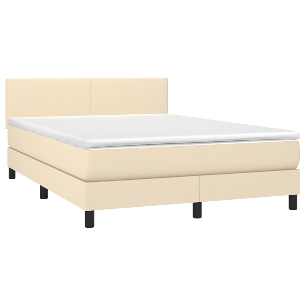 Pat continental cu saltea vidaXL, crem, 140x200 cm, material textil, 55 ...