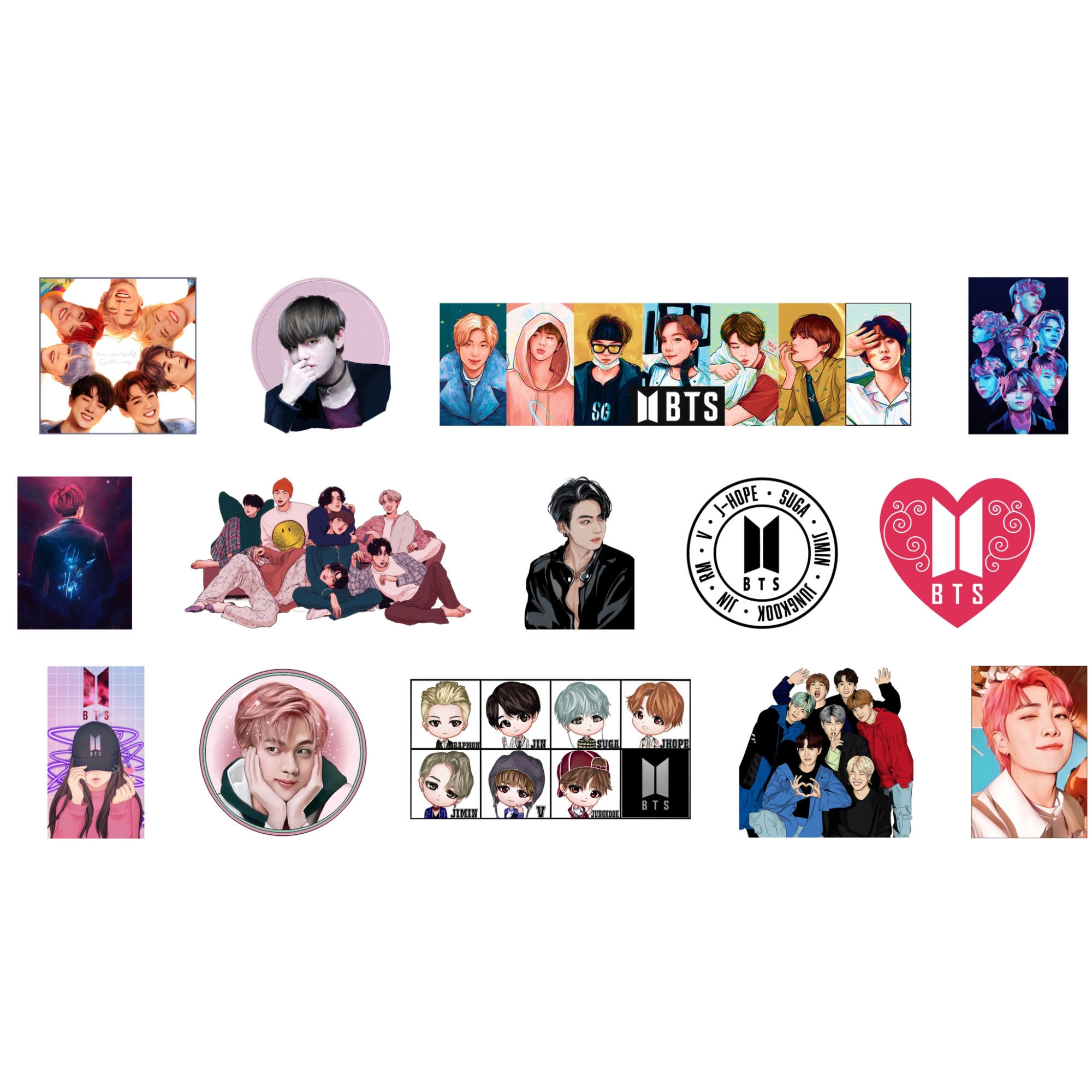 Set Stickere 50 bucati Waterproof Pvc, BTS BANGTAN BOYS 5 cm - eMAG.ro